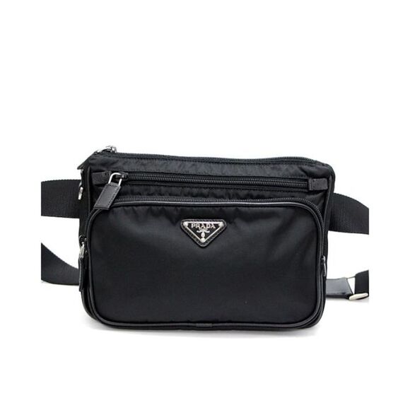 Prada | Bags | Pradawaist Pouch Body Bag Triangle Logo Black Nylon ...